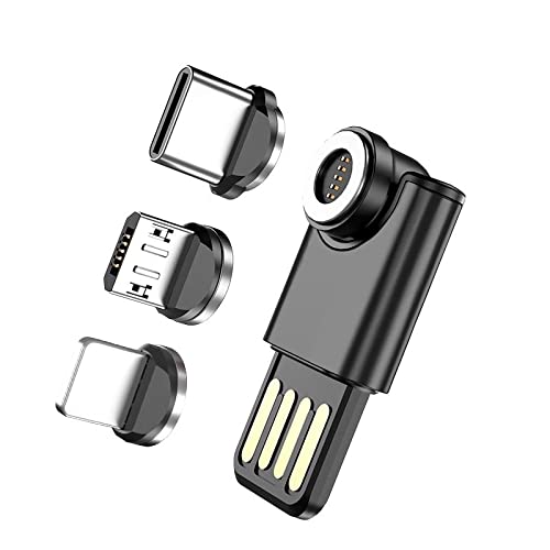 BoxWave Cable Compatible with Microsoft Surface Duo 2 5G - MagnetoSync Mini Adapter, Magnet Charging Cable USB Type-C Micro USB - Jet Black