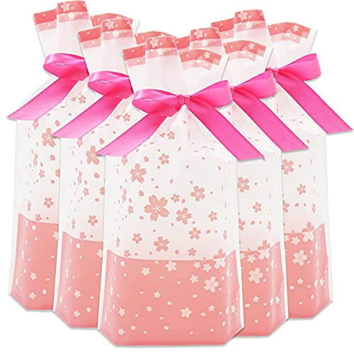 Vowcarol 50pcs Party Favor Bags, Treat Bags Drawstring Gift Bags, Goodie Bags Small Gift Bags Bulk- Cherry blossoms