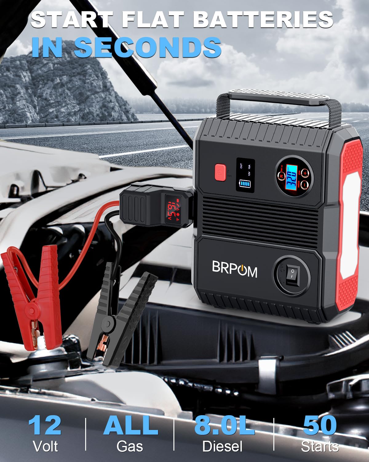 Car Jump Starter with Air Compressor, 150PSI 7000A Peak 24000mah (Up to All Gas or 8.0L Diesel Engine, 50 Times) Portable Jump Starter 12V Auto Battery Jump Pack QC 3.0 with 160W DC Out
