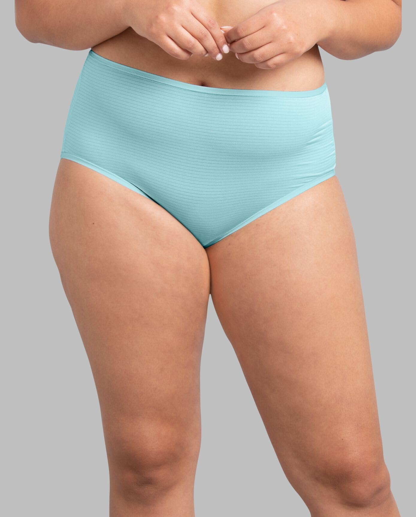 Fruit of the Loom Women's Breathable Underwear, Moisture Wicking Keeps Comfortable, Available, Cooling Stripes-Plus Size Brief-6 Pack-Colors May Vary, 10 Plus