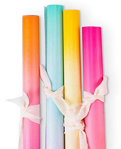 WRAPAHOLIC Wrapping Paper Roll - Gradient Color for Birthday, Wedding, Holiday Baby Shower - 4 Rolls - 30 inch X 120 inch Per Roll