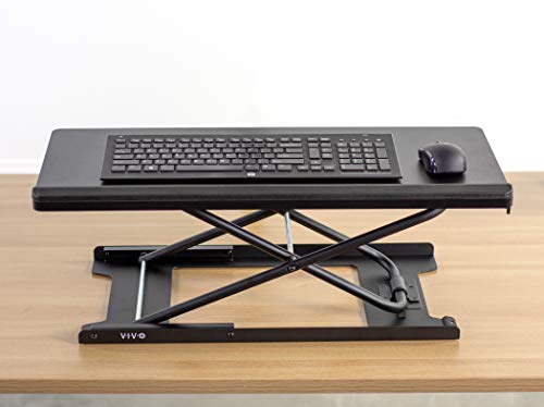 VIVO Black Single Top 27 inch Heavy-Duty Scissors Lift Keyboard and Mouse Riser, Designed for Ergonomic Sit Stand Workstations, DESK-V000P