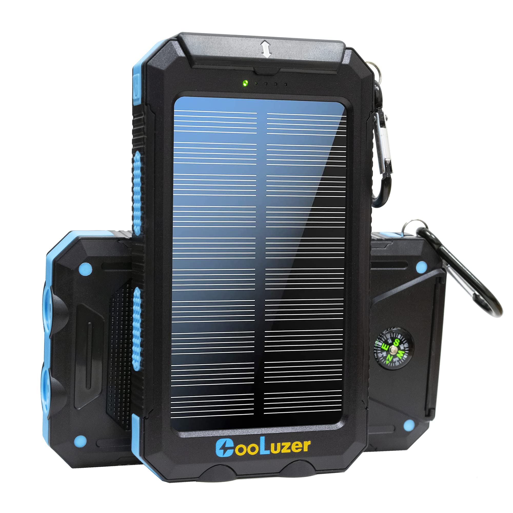 Solar Power Bank 36800mah, Solar Charger Power Bank with 18W PD 5V 3.1A outputs, IP67 Waterproof, Grade A+ Battery with LED Flashlight and Compass, Perfect Camping Gear Accessory for Outdoor (Blue)