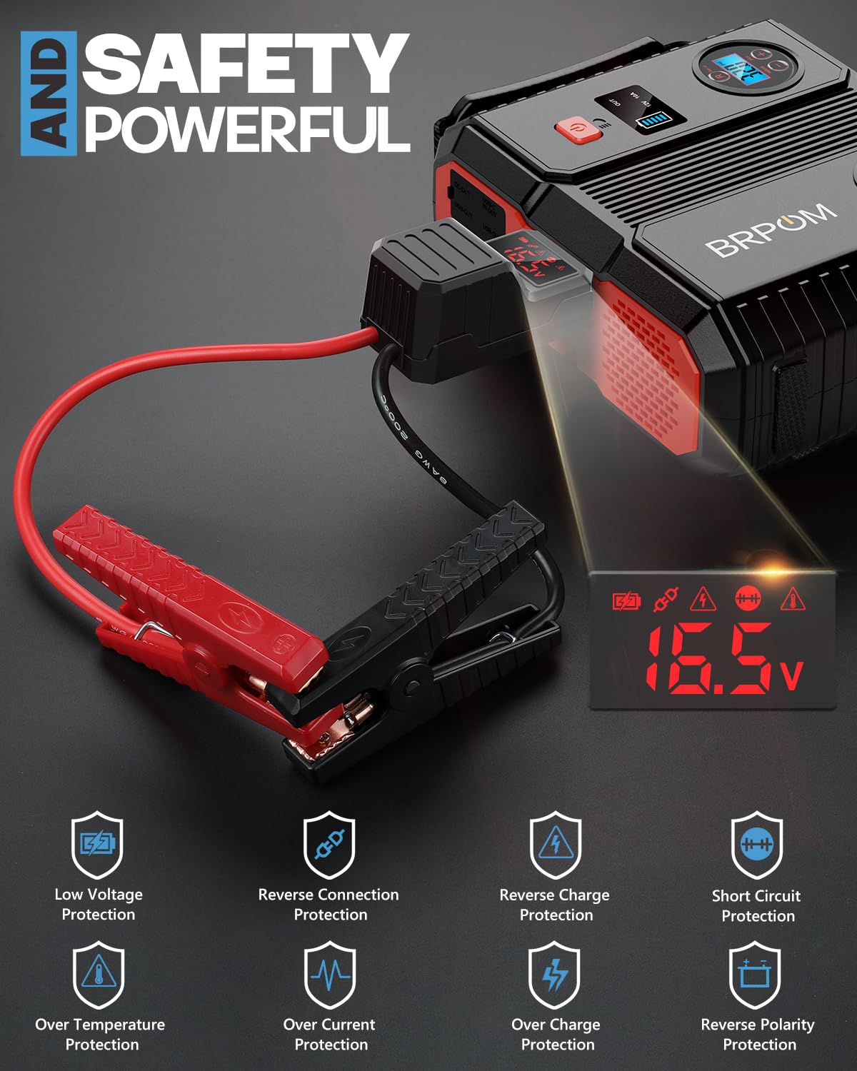 Car Jump Starter with Air Compressor, 150PSI 7000A Peak 24000mah (Up to All Gas or 8.0L Diesel Engine, 50 Times) Portable Jump Starter 12V Auto Battery Jump Pack QC 3.0 with 160W DC Out