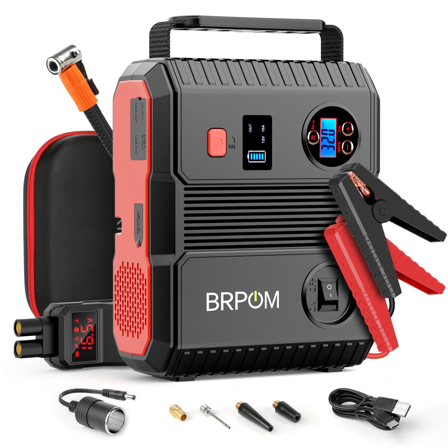 Car Jump Starter with Air Compressor, 150PSI 7000A Peak 24000mah (Up to All Gas or 8.0L Diesel Engine, 50 Times) Portable Jump Starter 12V Auto Battery Jump Pack QC 3.0 with 160W DC Out