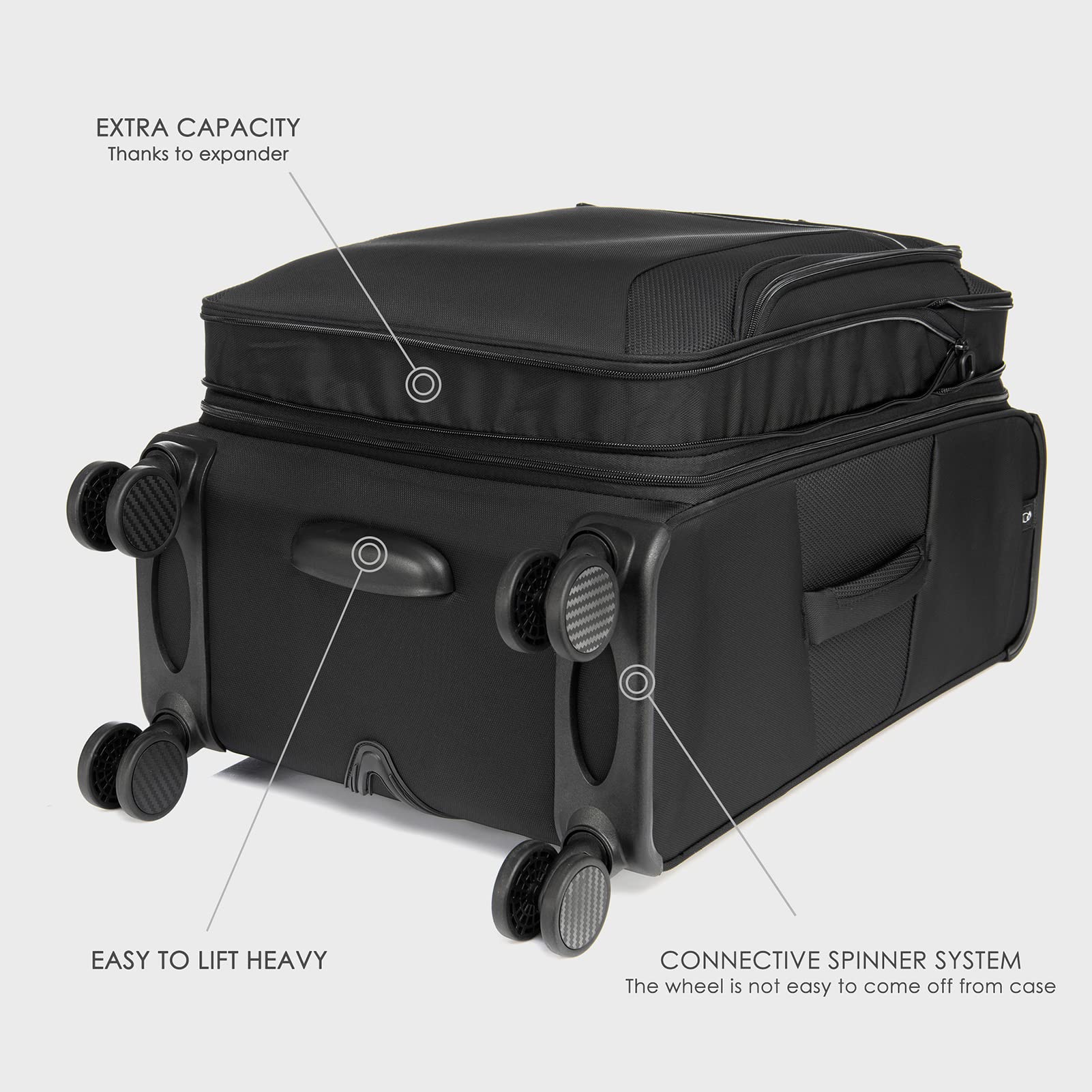 Verage Toledo Carry On Luggage Softside Expandable Suitcase with Spinner Wheel (20-Inch, Black)