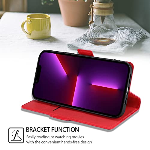 Fansipro Wallet Folio Case for Oppo Reno 2, Premium PU Leather Slim Fit Cover for Reno 2, 1 Card Slot, Handy, Red