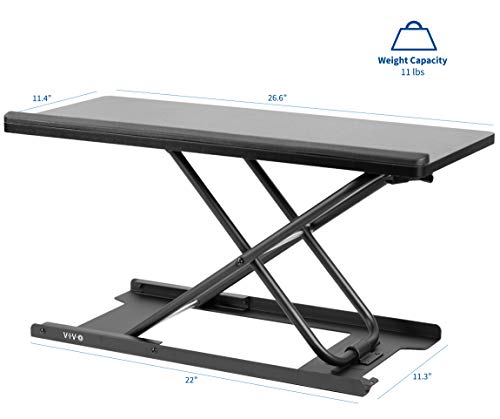 VIVO Black Single Top 27 inch Heavy-Duty Scissors Lift Keyboard and Mouse Riser, Designed for Ergonomic Sit Stand Workstations, DESK-V000P