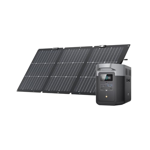 EF ECOFLOW Solar Generator DELTA Max (2000) 2016Wh with 160W Solar Panel, 6 X 2400W (5000W Surge) AC Outlets, Portable Power Station for Home Backup Outdoors Camping RV Emergency