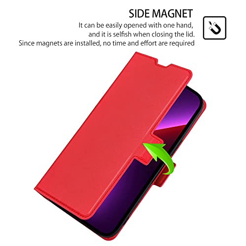 Fansipro Wallet Folio Case for Oppo Reno 2, Premium PU Leather Slim Fit Cover for Reno 2, 1 Card Slot, Handy, Red