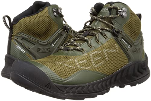 KEEN Men's NXIS Evo Mid Height Waterproof Hiking Boots, Forest Night/Dark Olive, 14