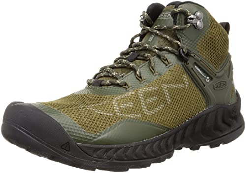 KEEN Men's NXIS Evo Mid Height Waterproof Hiking Boots, Forest Night/Dark Olive, 14