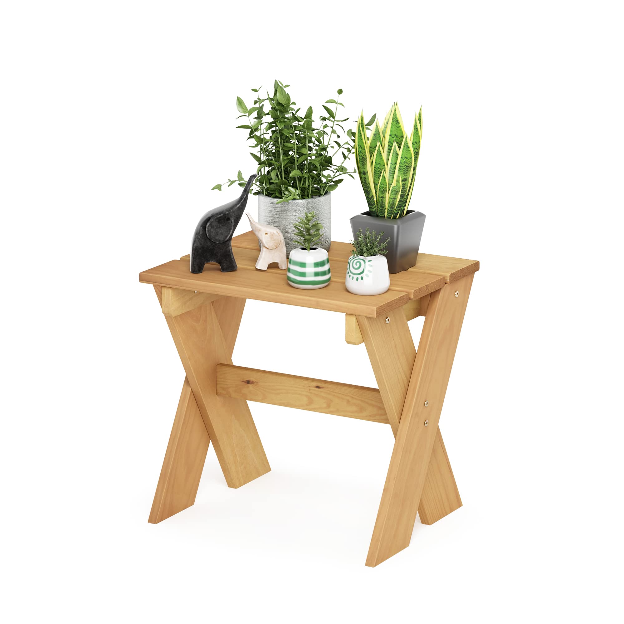 Furinno Tioman Outdoor Side Table Flower Stand, Pine Wood