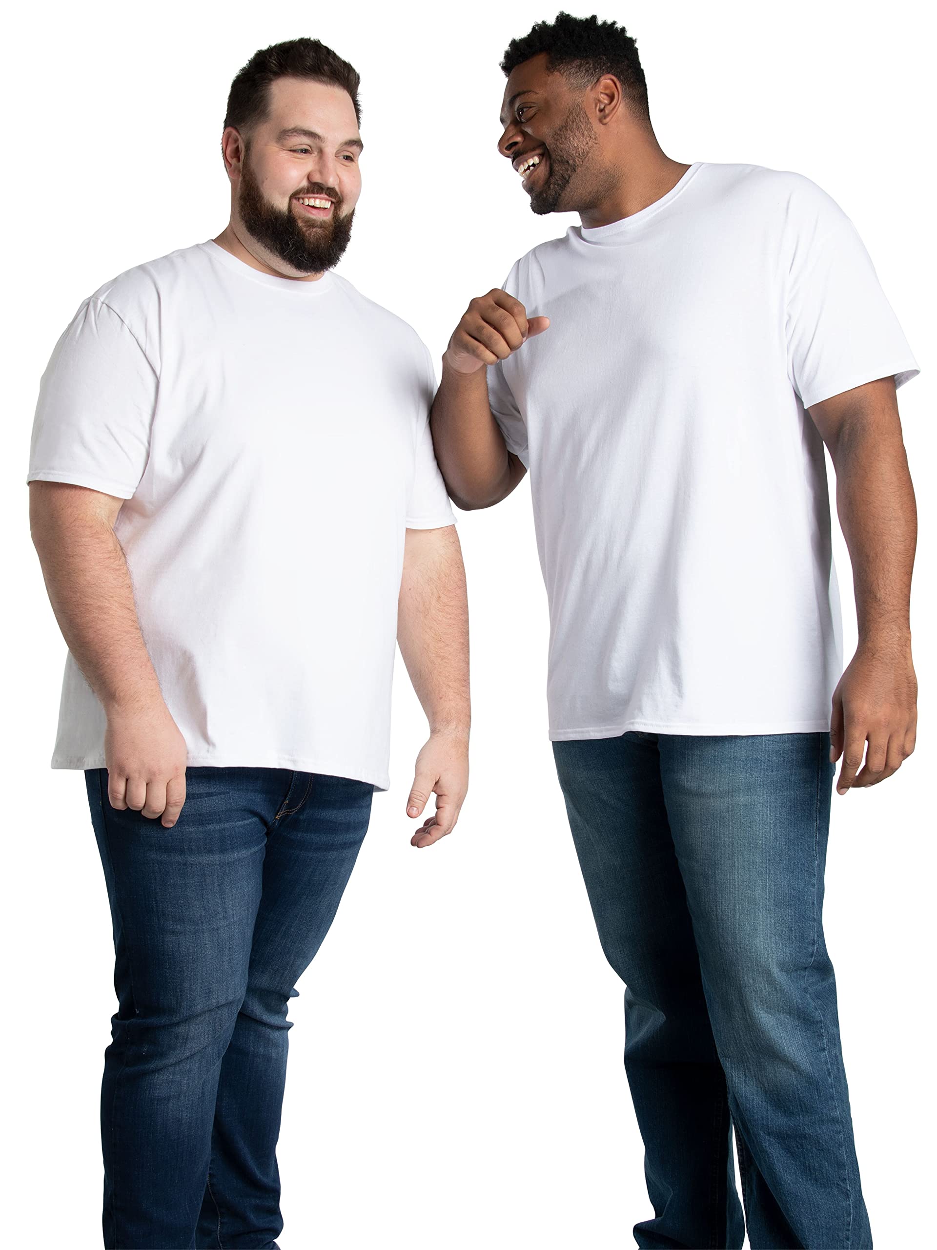 Fruit of the Loom Men's Size Big Eversoft Cotton Short Sleeve T Shirts, Breathable & Moisture Wicking with Odor Control, White, XX-Large Tall