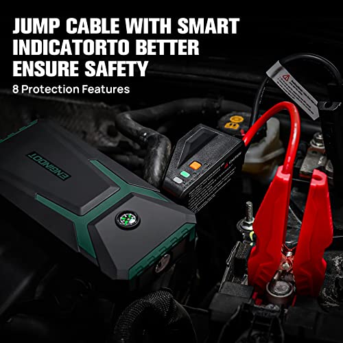 ENGINDOT Jump Starter for Up to 7.0L Gas or 5.5L Diesel Engine, 800A Peak 18000mAh 12V Auto Battery Booster with LCD Screen, Portable Power Bank with USB Quick Charge T8 Green