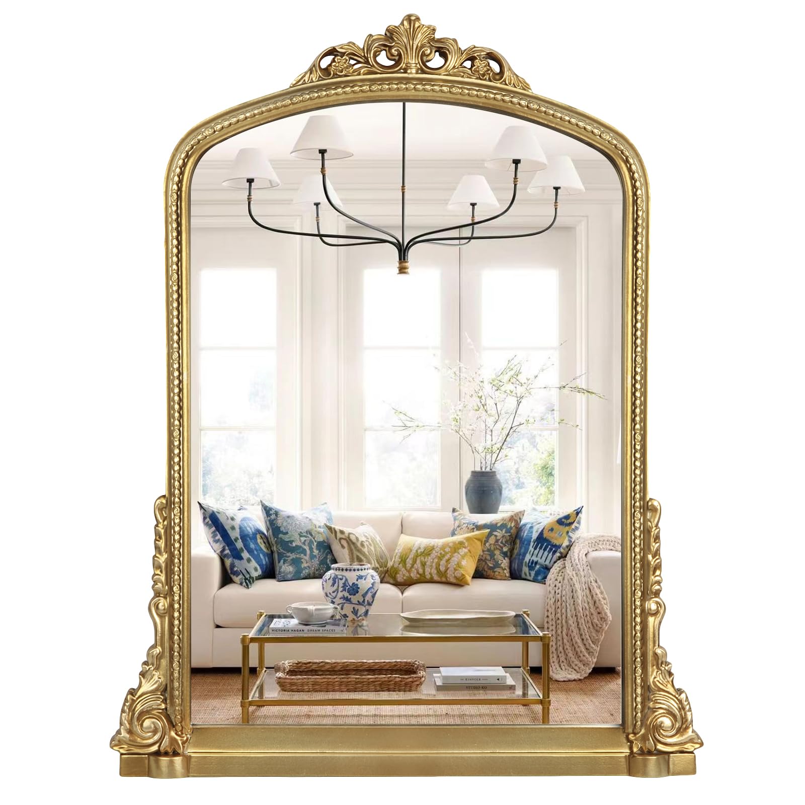 Decor Trends Traditional Ornate Arch Wall Mirror Vintage Fireplace Mirror Mantel Decor, Antique Gold, 36 inches x28 inches, Baroque Inspired Wall Mirror, 28 inches W x 36 inches L, 21004-GD