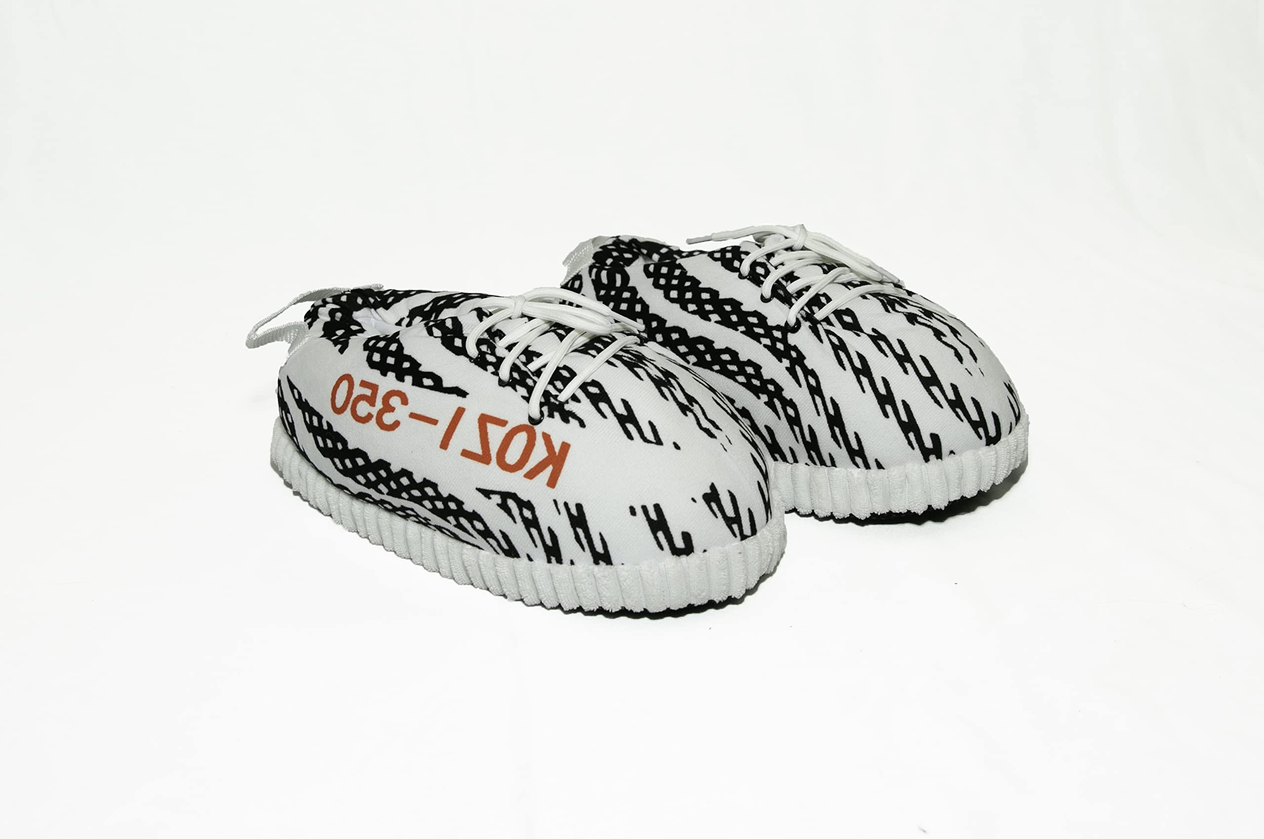 KZK KrazeKickz Sneaker Slippers for Adults - Fluffy Slides for Women & Men - Unisex (Zebra)