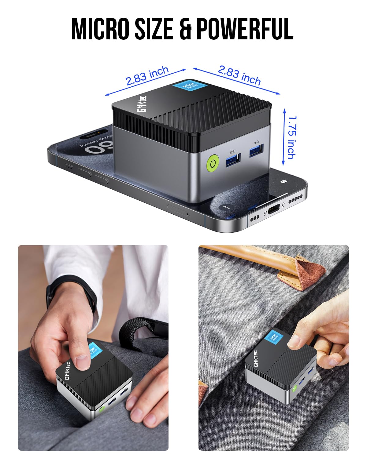 GMKtec Mini PC N97, G5 Micro Desktop Computer, 12th Gen Intel Alder Lake N97 (up to 3.60GHz) 12GB DDR5 256GB Hard Drive for Business, School, Office
