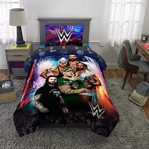 Franco Kids Bedding Super Soft Comforter and Sheet Set, 4 Piece Twin Size, WWE