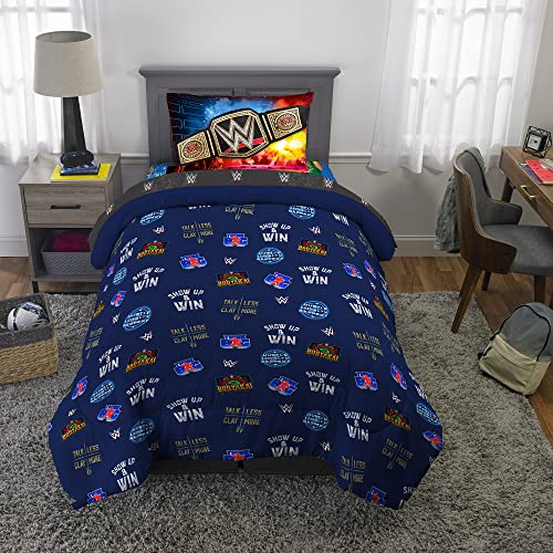 Franco Kids Bedding Super Soft Comforter and Sheet Set, 4 Piece Twin Size, WWE
