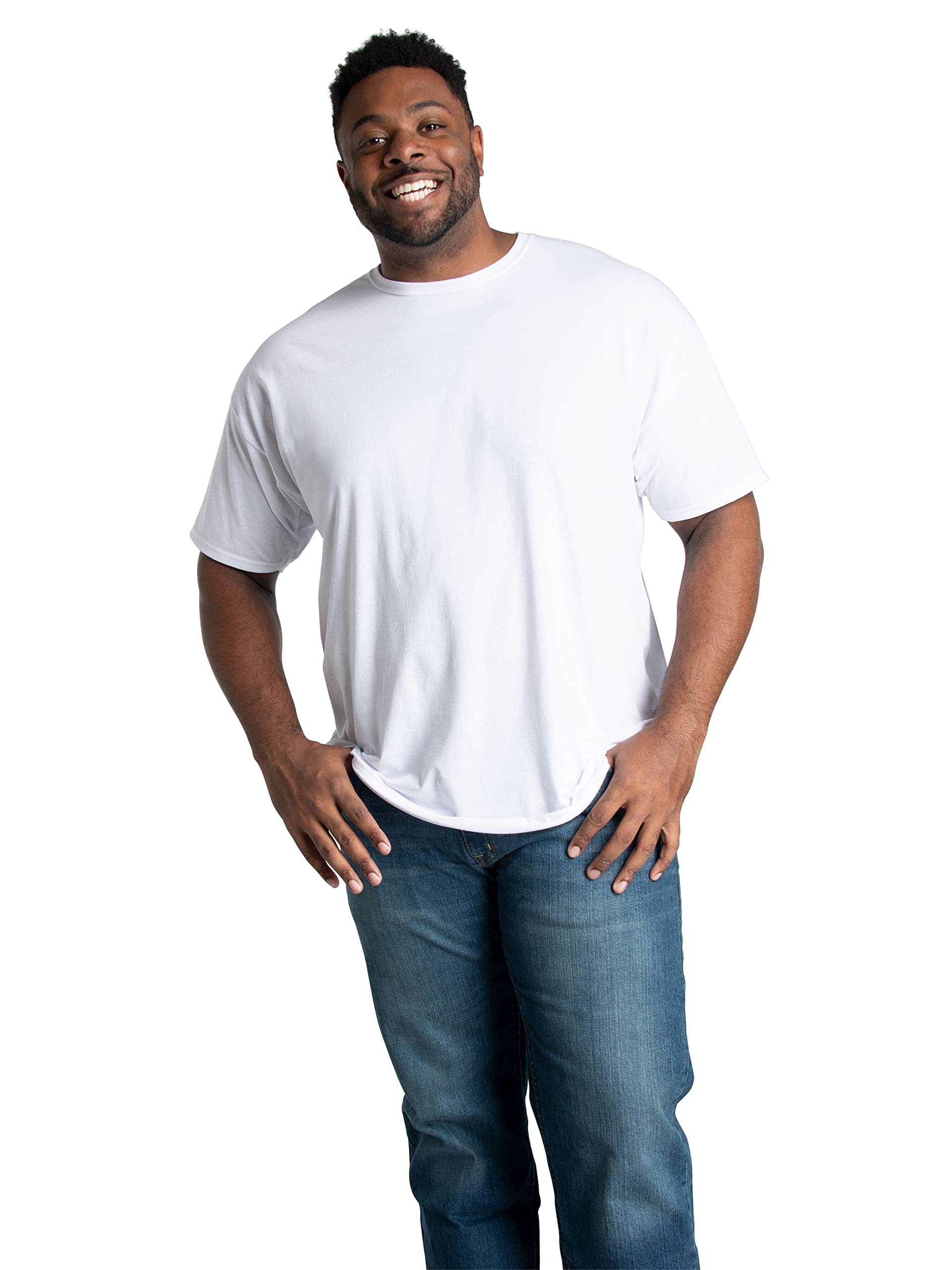 Fruit of the Loom Men's Size Big Eversoft Cotton Short Sleeve T Shirts, Breathable & Moisture Wicking with Odor Control, White, XX-Large Tall