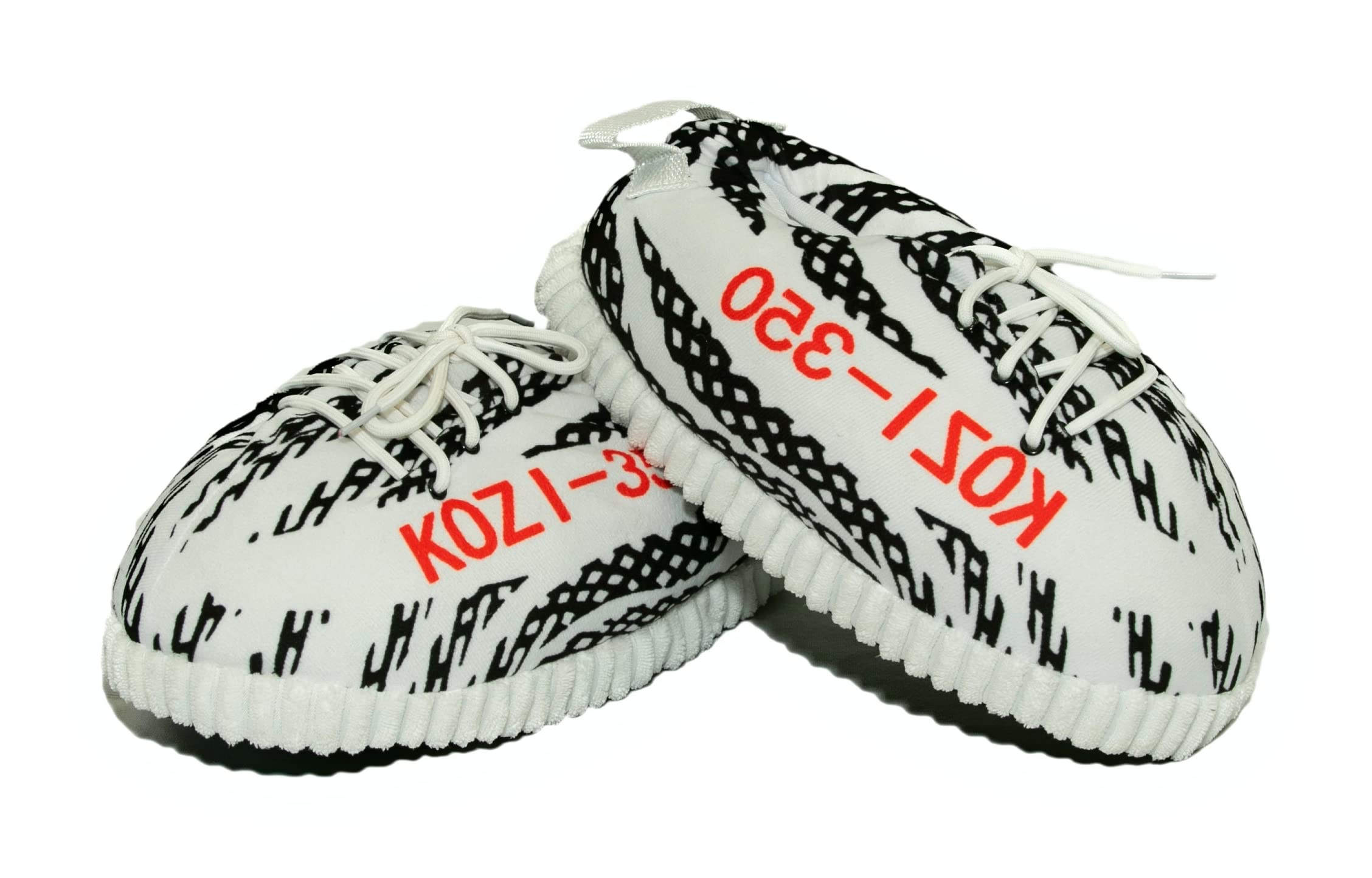 KZK KrazeKickz Sneaker Slippers for Adults - Fluffy Slides for Women & Men - Unisex (Zebra)