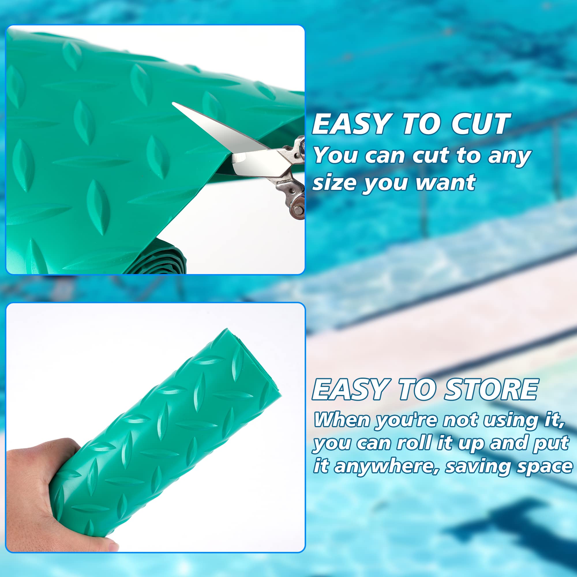 Shitailu 2 Rolls Swimming Pool Ladder Pad, Non-Slip Pool Step Mat, Protective Ladder Mat with Non-Slip Texturefor Above Ground Swimming Pool Steps, Ladders, 36 inch X 9 inch, Wave Pattern