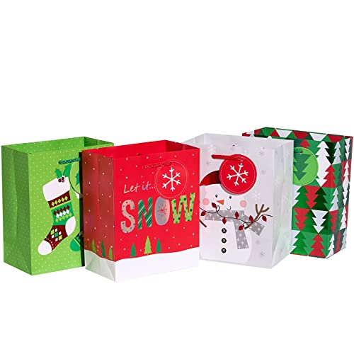 SUNCOLOR 12 Pack 6" Small Christmas Gift Bags With Handle