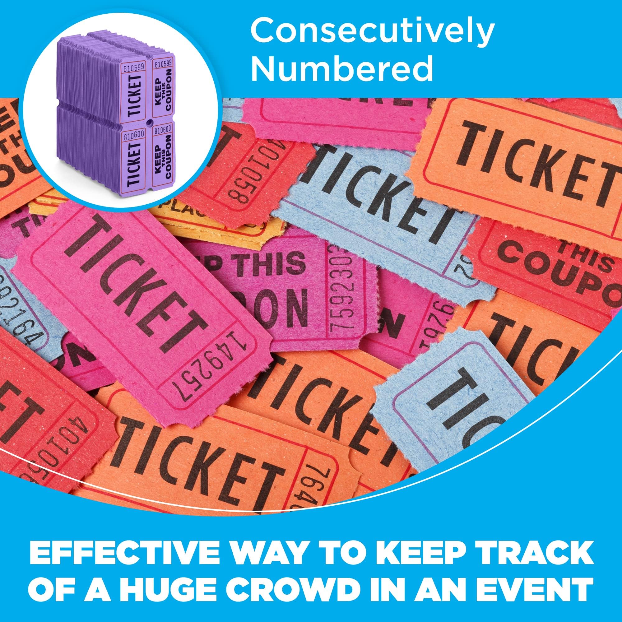 HENRY DOTS 50/50 Double Raffle Tickets - Orange - 100 Ticket Count Per Pack - Easy Tear Away Stubs for Contact Info - Raffle Drum Tickets for Drinks, Carnival, Chinese Auction, Events