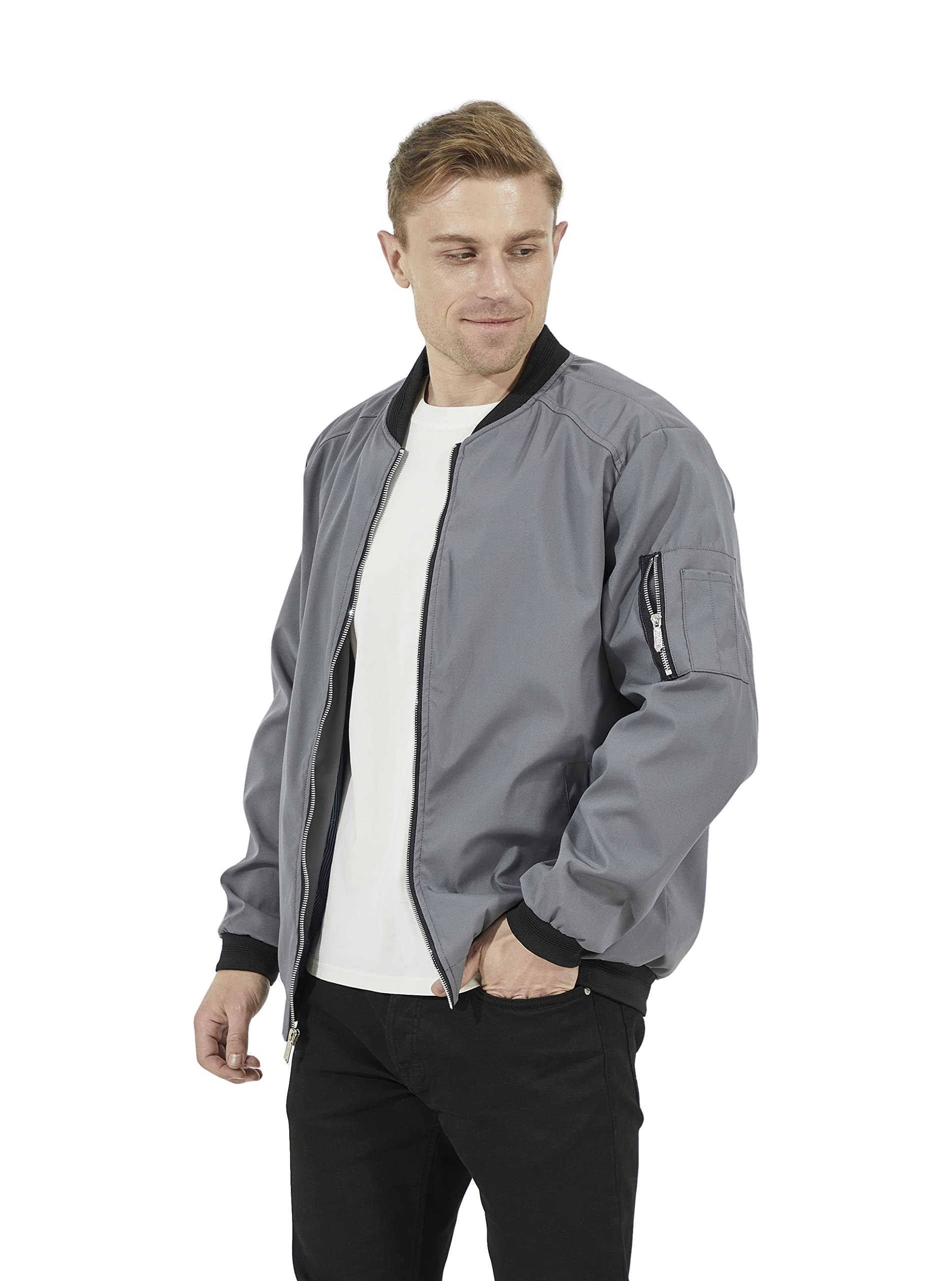 WULFUL Mens Casual Lightweight Jacket Softshell Flight Bomber Jacket Varsity Windbreaker