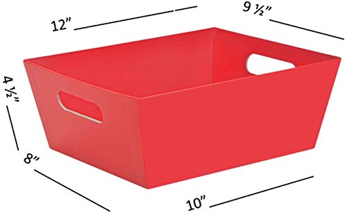 Gift Basket Making Kit Do It Yourself Diy Build Your Own Gift Basket Matching Supplies Market Tray Basket Cellophane Bag Shredded Crinkle Paper Ribbon Pull Bow (RED AND WHITE, X-LARGE)