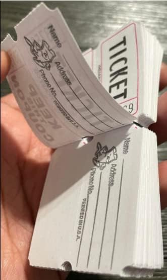 HENRY DOTS 50/50 Double Raffle Tickets - Orange - 100 Ticket Count Per Pack - Easy Tear Away Stubs for Contact Info - Raffle Drum Tickets for Drinks, Carnival, Chinese Auction, Events