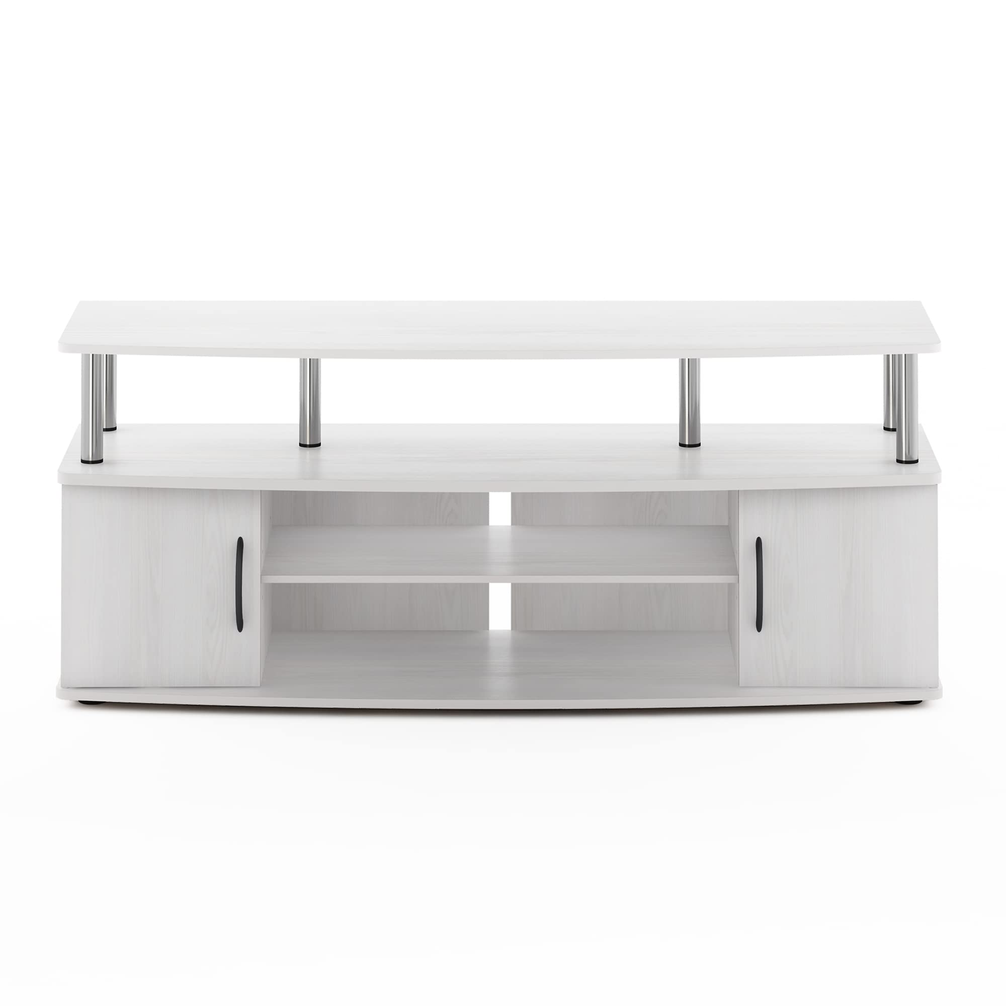 Furinno JAYA Large Entertainment Stand for TV Up to 55 Inch, White Oak/Chrome