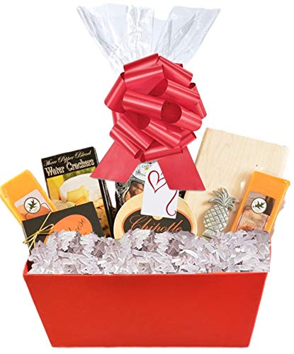 Gift Basket Making Kit Do It Yourself Diy Build Your Own Gift Basket Matching Supplies Market Tray Basket Cellophane Bag Shredded Crinkle Paper Ribbon Pull Bow (RED AND WHITE, X-LARGE)