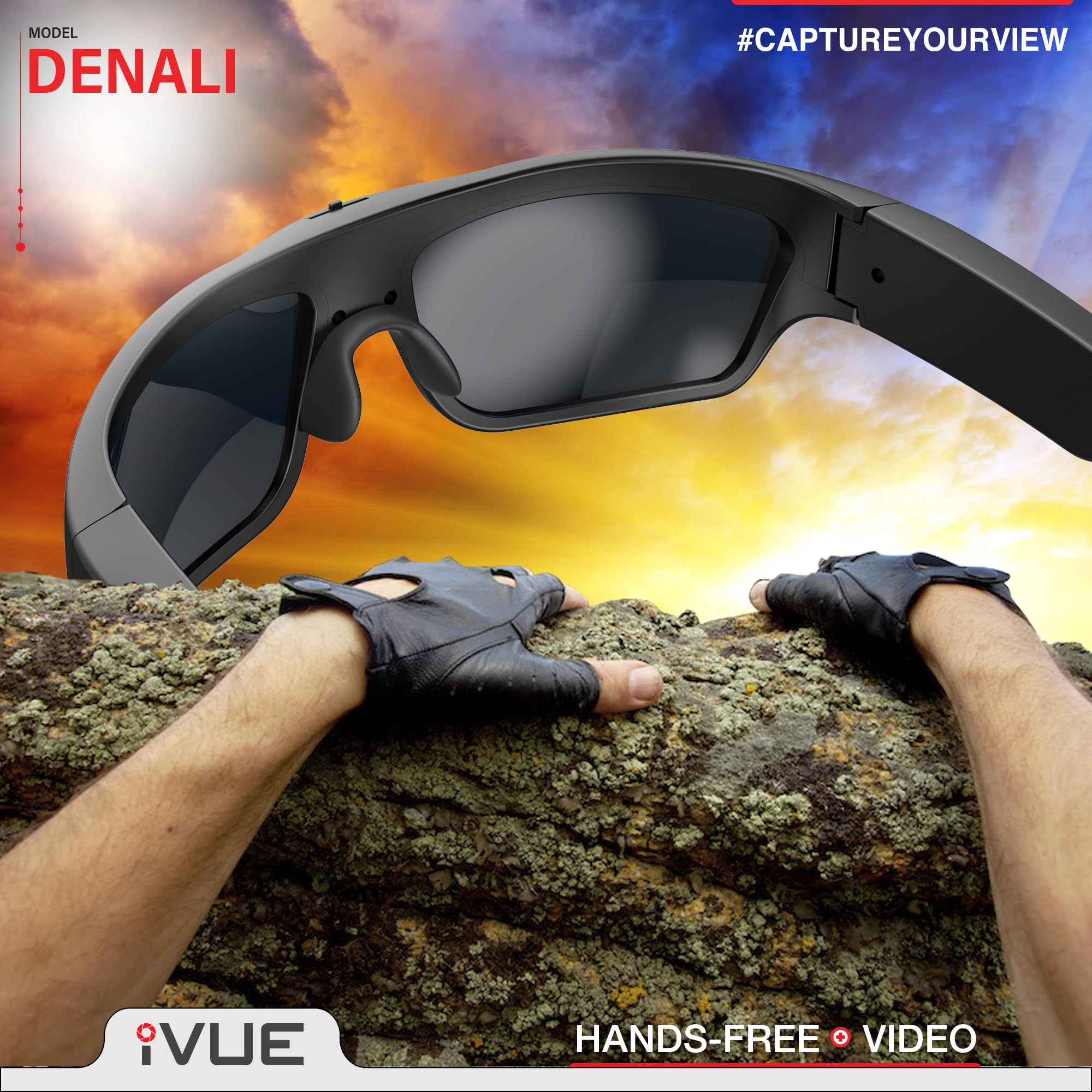 iVue Denali 2K/1080P HD Camera Glasses POV Video Recording Sport Sunglasses DVR Eyewear, Up to 60fps