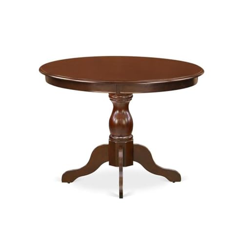 East West Furniture HLDL5-MAH-W 5 Piece Kitchen Table Set for 4 Includes a Round Dining Table with Pedestal and 4 Dining Room Chairs, 42x42 Inch, Mahogany