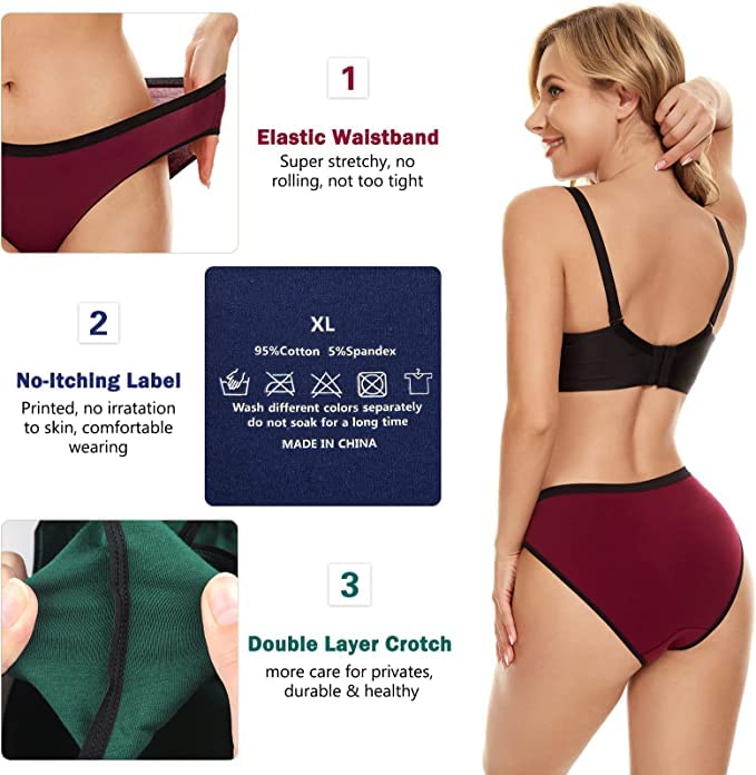 SIMIYA Cotton Underwear for Women 7 Pack Bikini Panties Breathable Ladies Underwear Invisible Hipster Panties Women Briefs Multicolor X-Large