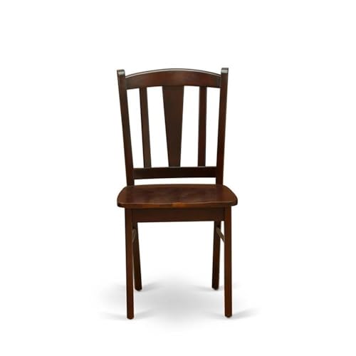 East West Furniture HLDL5-MAH-W 5 Piece Kitchen Table Set for 4 Includes a Round Dining Table with Pedestal and 4 Dining Room Chairs, 42x42 Inch, Mahogany