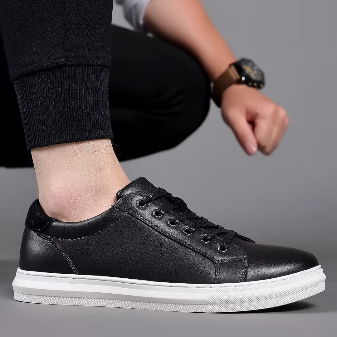 Casual Sneakers, Originals Oxford Lace-up Leather Shoes for Men Black 10