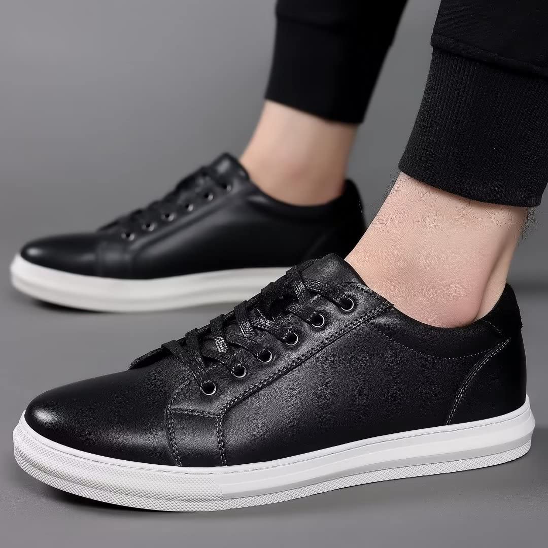 Casual Sneakers, Originals Oxford Lace-up Leather Shoes for Men Black 10