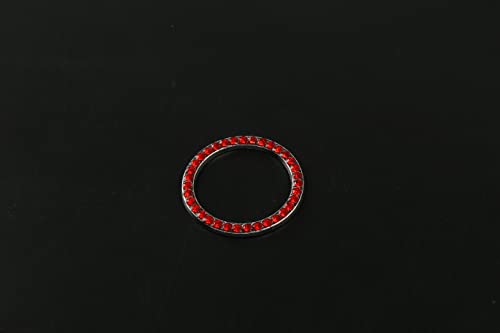 Bling Car Crystal Rhinestone Ring Emblem Sticker, Car Interior Decoration, Bling Car Accessories for Women, Push to Start Button, Key Ignition Starter & Knob Ring (Red)
