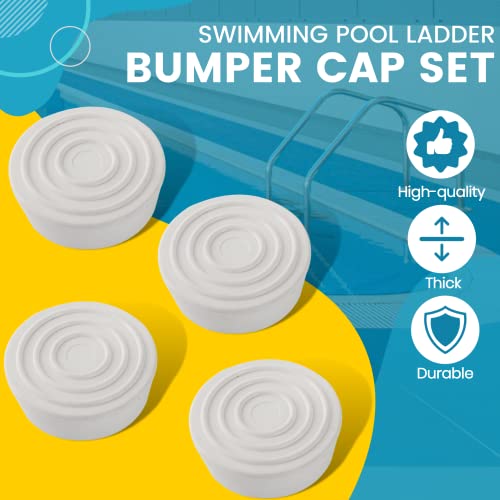 TonGass (4-Pack, White) Outside Pool Ladder Bumpers for Inground Pool - Pool Ladder Rubber End Caps Fit 1.9" Standard Swimming Pool Ladder Tubing Bumper Caps for Inground Pool Ladder Step End Caps