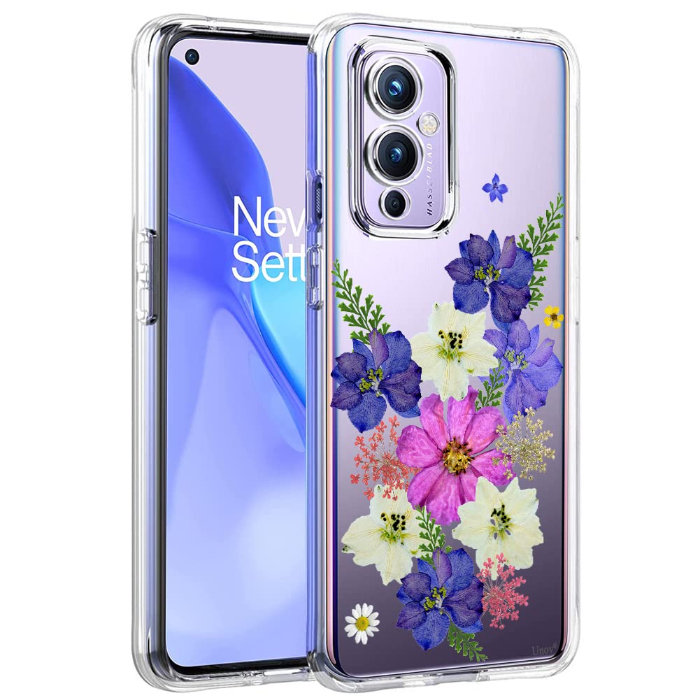 Unov Case Compatible with OnePlus 9 5G Clear with Design Soft TPU Shock Absorption Slim Embossed Pattern Protective Back Cover OnePlus 9 5G Case 6.5 inch (Very Peri Bouquet)