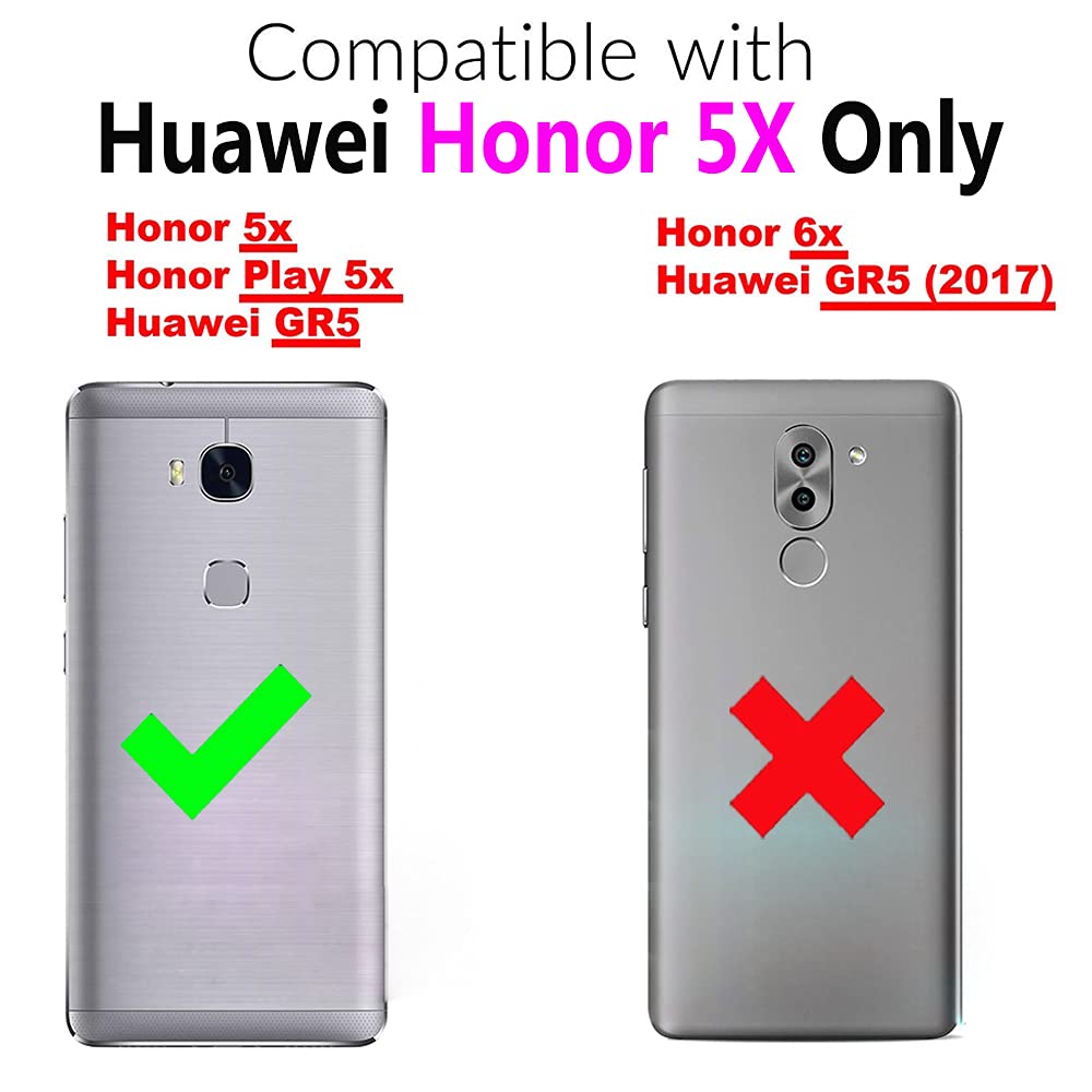 ELISORLI Compatible with Huawei Honor 5X Case Rugged Thin Slim Cell Accessories Anti-Slip Fit Rubber TPU Mobile Phone Protection Silicone Soft Bumper Cover for Hawaii GR5 Honor5X X5 Women Men Black