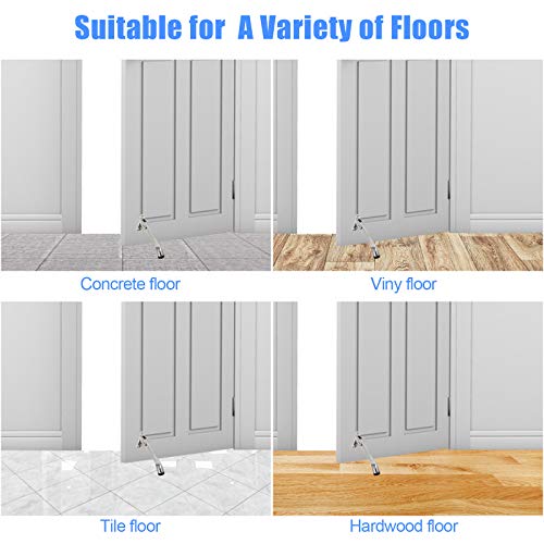 4 Pack Kickdown Door Stop, Heavy Duty Door Stopper with Rubber Tip and Spring Lever, Adjustable, Easy to Set Down and Release
