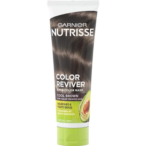 Garnier Hair Color Nutrisse Color Reviver 5 MIN Hair Mask, Cool Brown to Nourish & Fight Brass, 4.2 Fl Oz, 2 Count (Packaging May Vary)