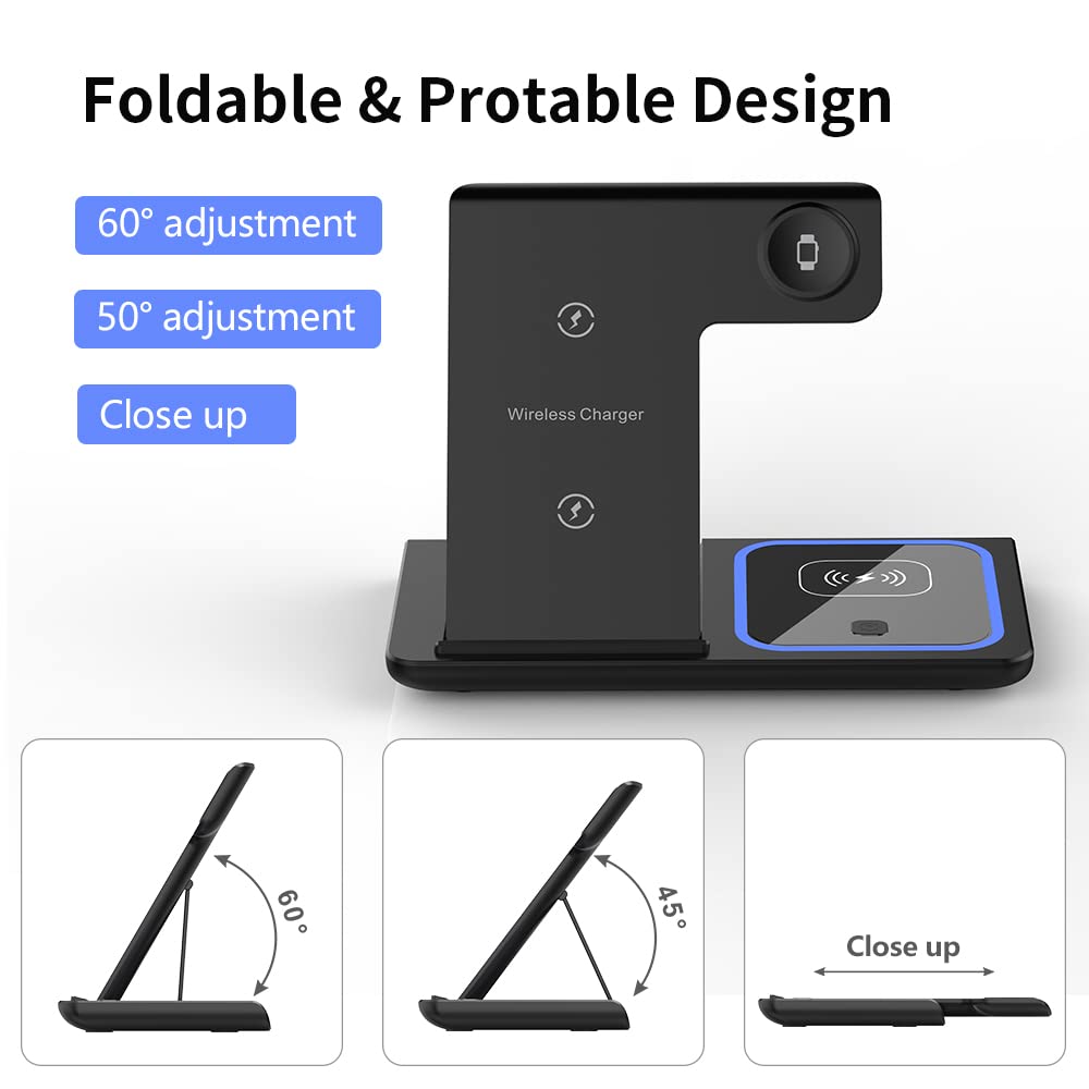 RUI MAI LAI 3 in 1 Wireless Charger Station for iPhone, iWatch, AirPods - Charges iPhone 13/12/11 Pro/Pro Max, iWatch 7/6/SE/5/4/3/2, AirPods 3/2/Pro