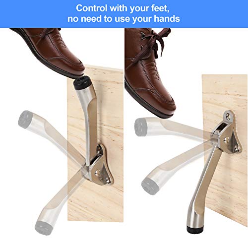 4 Pack Kickdown Door Stop, Heavy Duty Door Stopper with Rubber Tip and Spring Lever, Adjustable, Easy to Set Down and Release