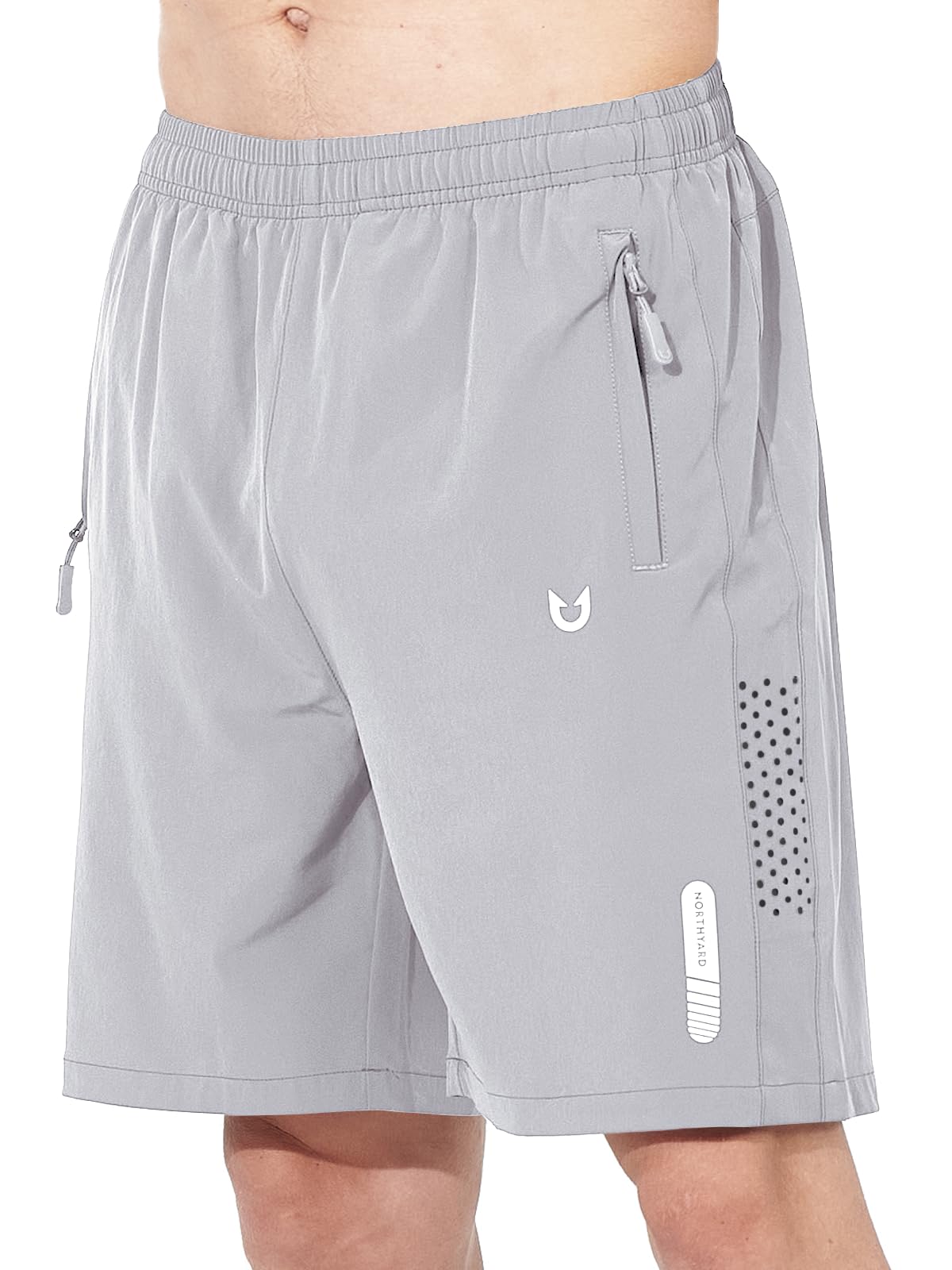 NORTHYARD Men's Athletic Running Shorts Quick Dry Workout Shorts 7"/ 5"/ 9" Lightweight Sports Gym Basketball Shorts Hiking Exercise Grey M