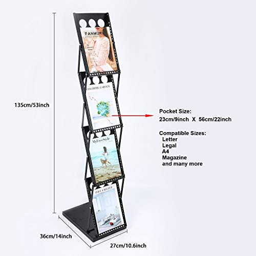 Polmart Brochure Magazine Catalog Literature Display Rack, 4 Pockets